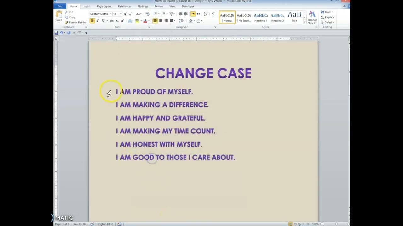 Change case in Microsoft word 2010 || Uppercase, lowercase and sentence ...