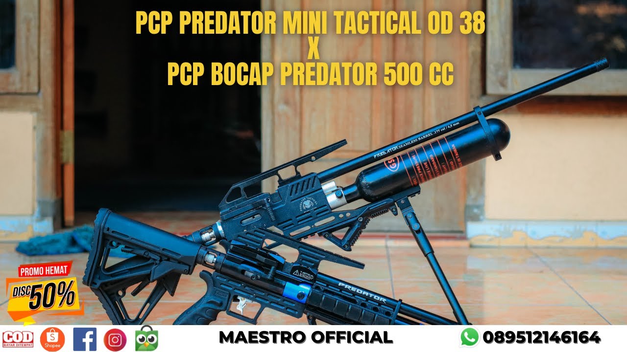 REVIEW PCP PREDATOR MINI TACTICAL OD 38 X PCP BOCAP PREDATOR 500 CC ...