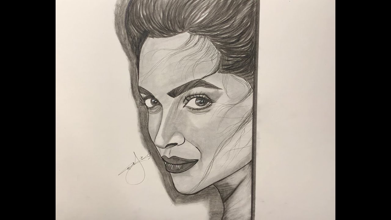 how to draw Deepika Padukone | Realistic Drawing #youtubevideo # ...
