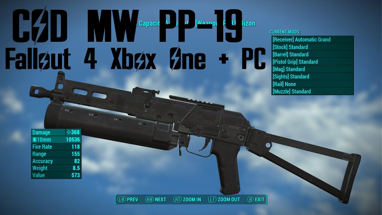 COD MW PP-19 Mod Fallout 4 Xbox One (XB1) And PC #Fallout4 # ...