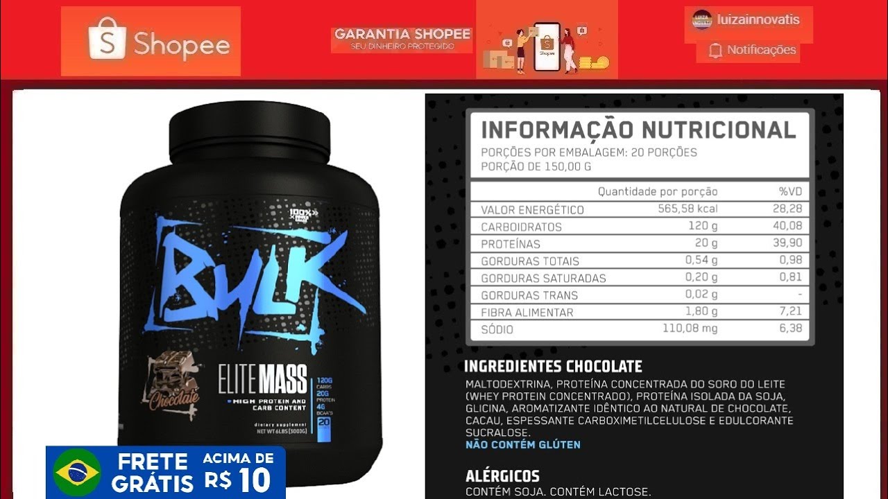 Elite Mass High Protein 3kg Bulk Nutrition (Hipercalórico) - Shopee ...