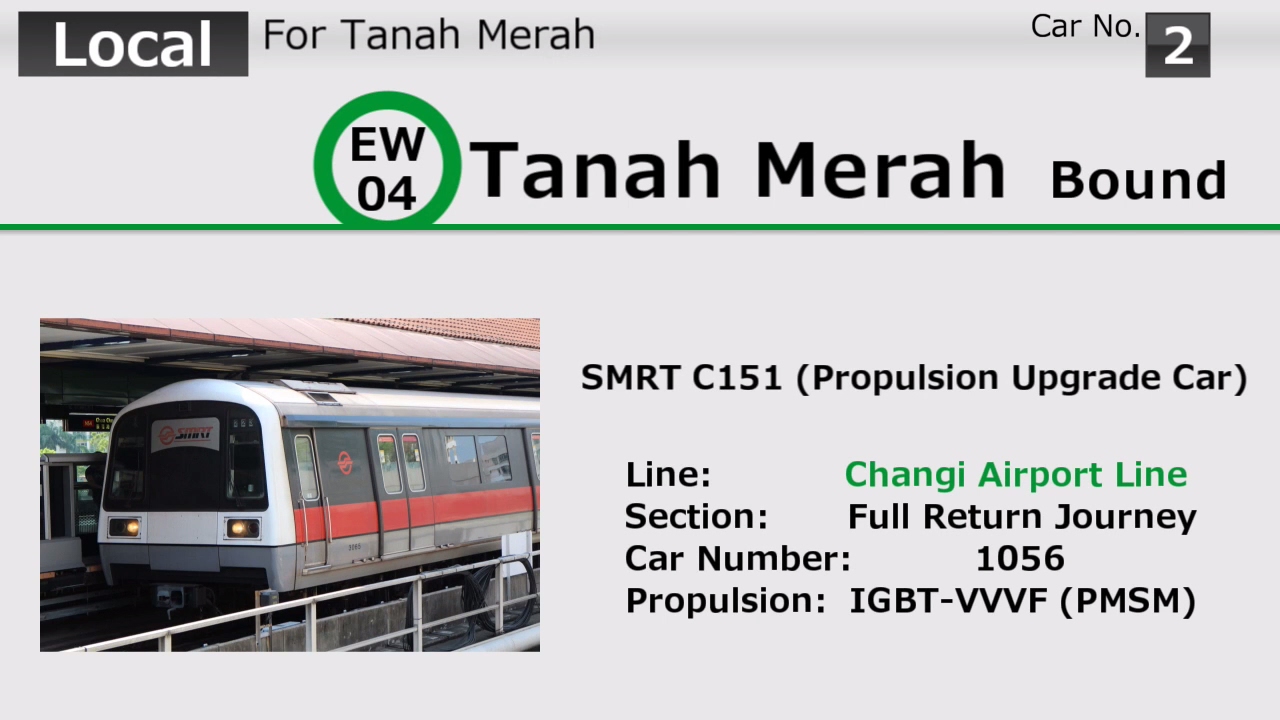[SMRT - Train Vision] Kawasaki C151 PMSM Running Sound (Changi Airport ...