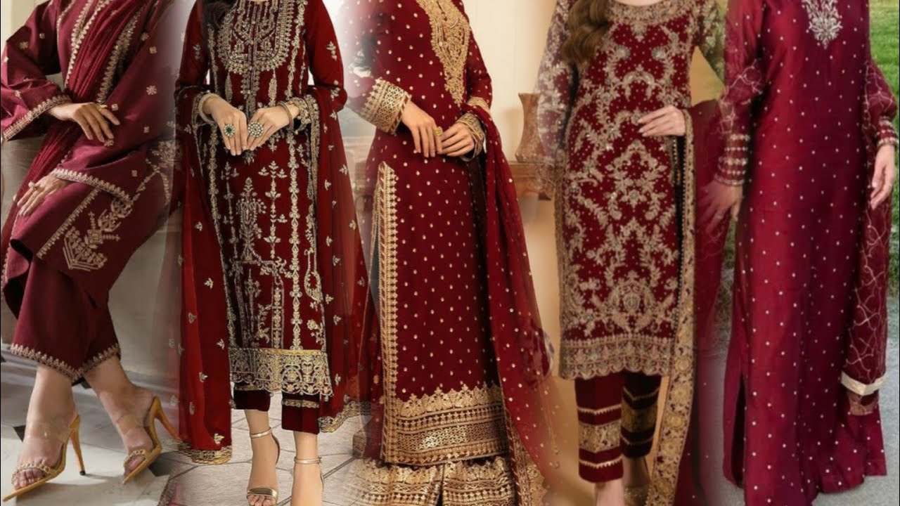 Most Beautiful Maroon colour Dress Designs For Wedding|Wedding Dress ...