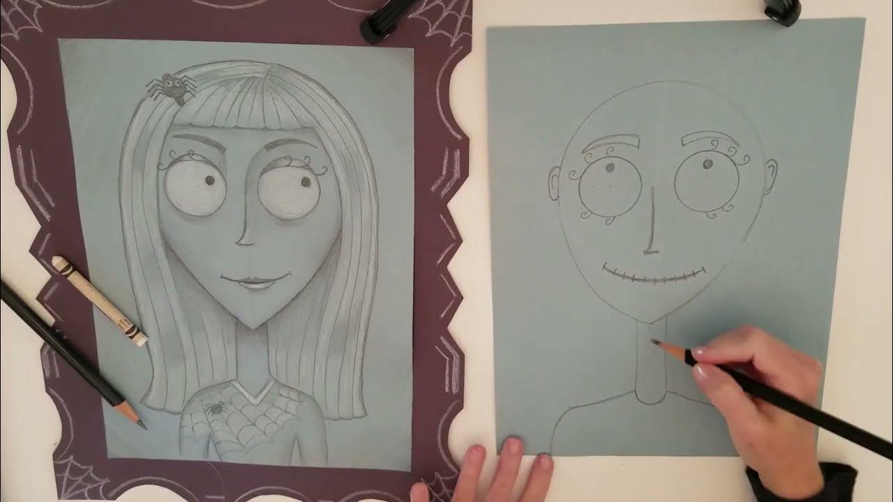 Tim Burton Style Self Portrait Demonstration - YouTube