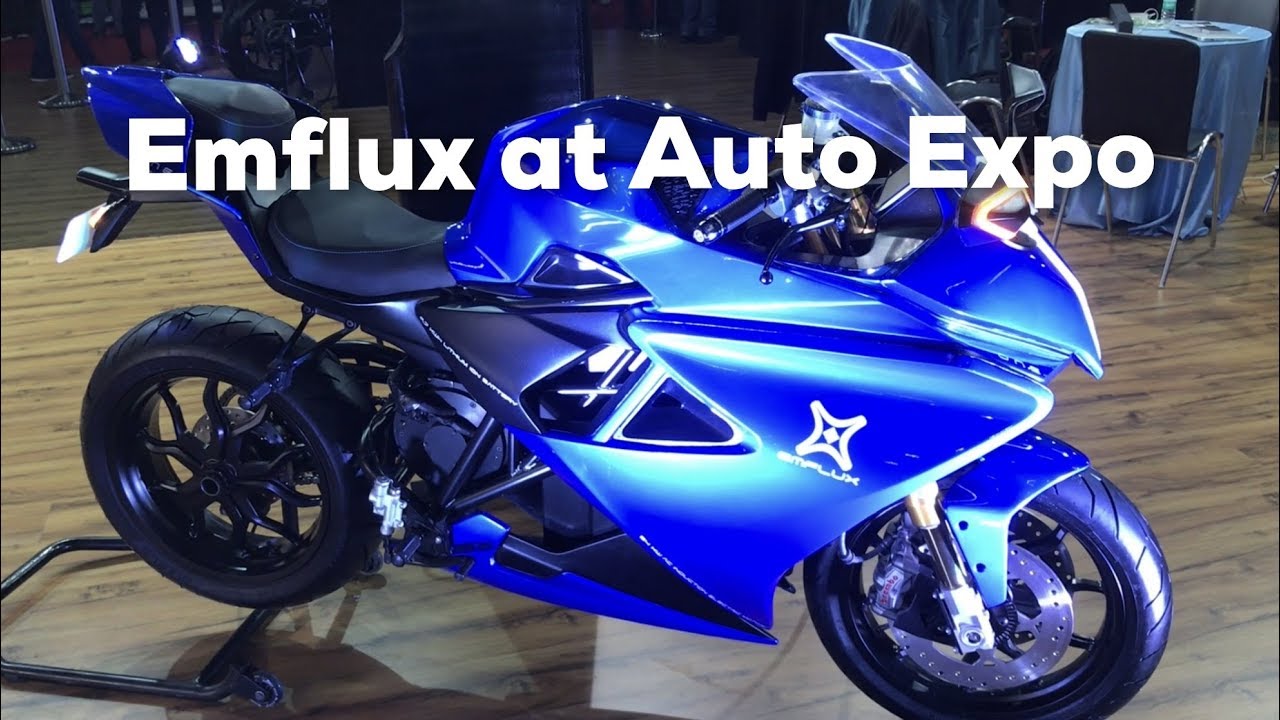 Emflux One Electric Superbike at Auto Expo 2018 - YouTube