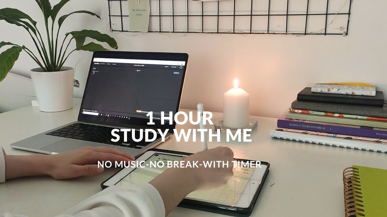 1 HOUR STUDY WITH ME | background noise, apple pencil writing, no music ...