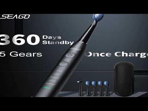 Seago Electric Sonic Toothbrush USB Rechargeable Adult 360 Days Long Battery Life IPX7 4 R - YouTube