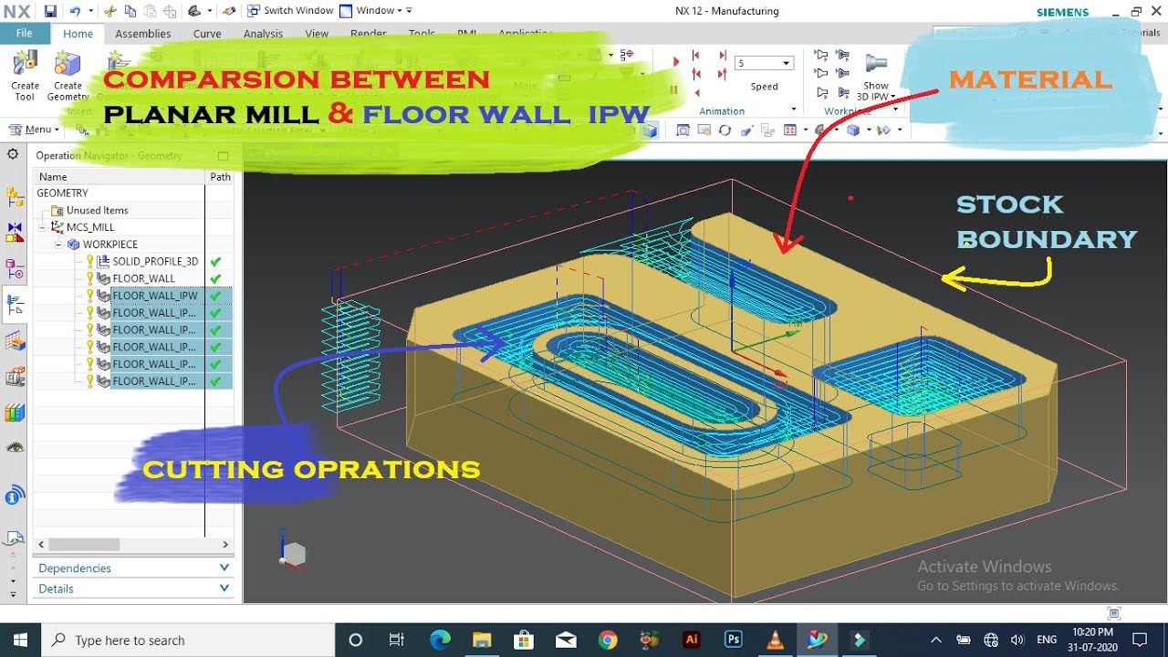 comparison between planar mill and floor wall with ipw in the NX CAM ...