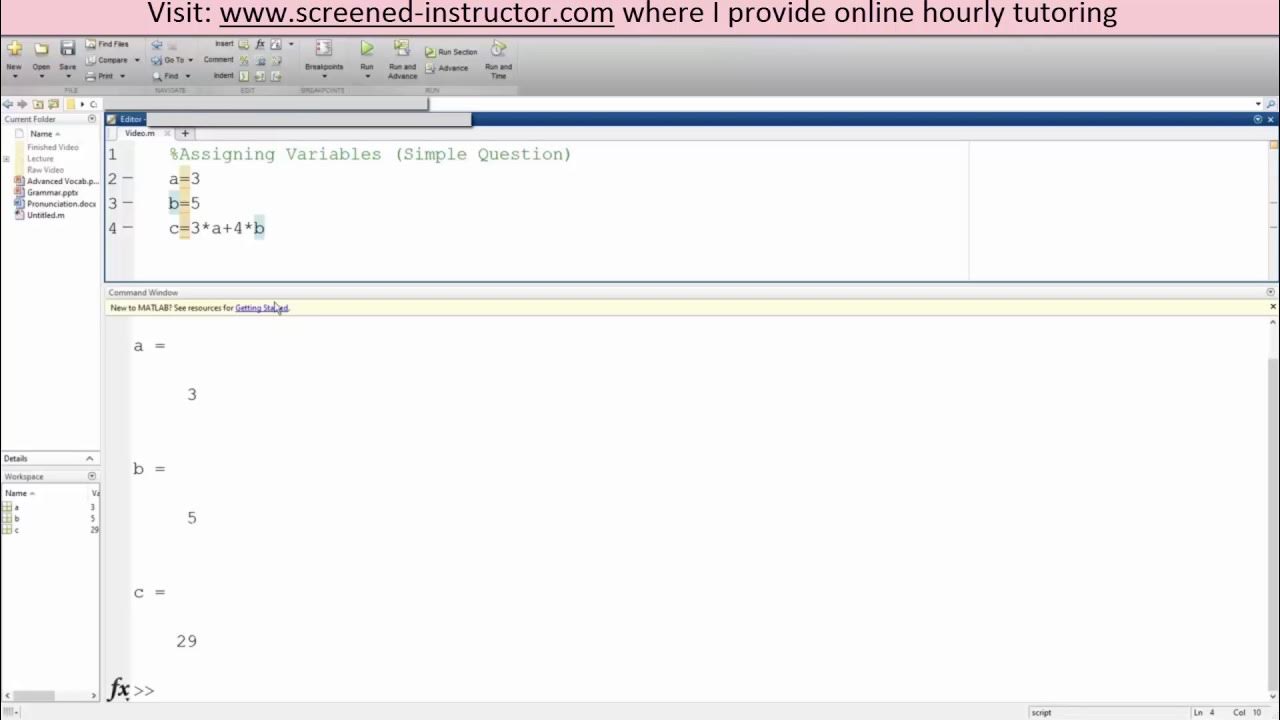 MATLAB Assigning Variables (Simple Question) - YouTube