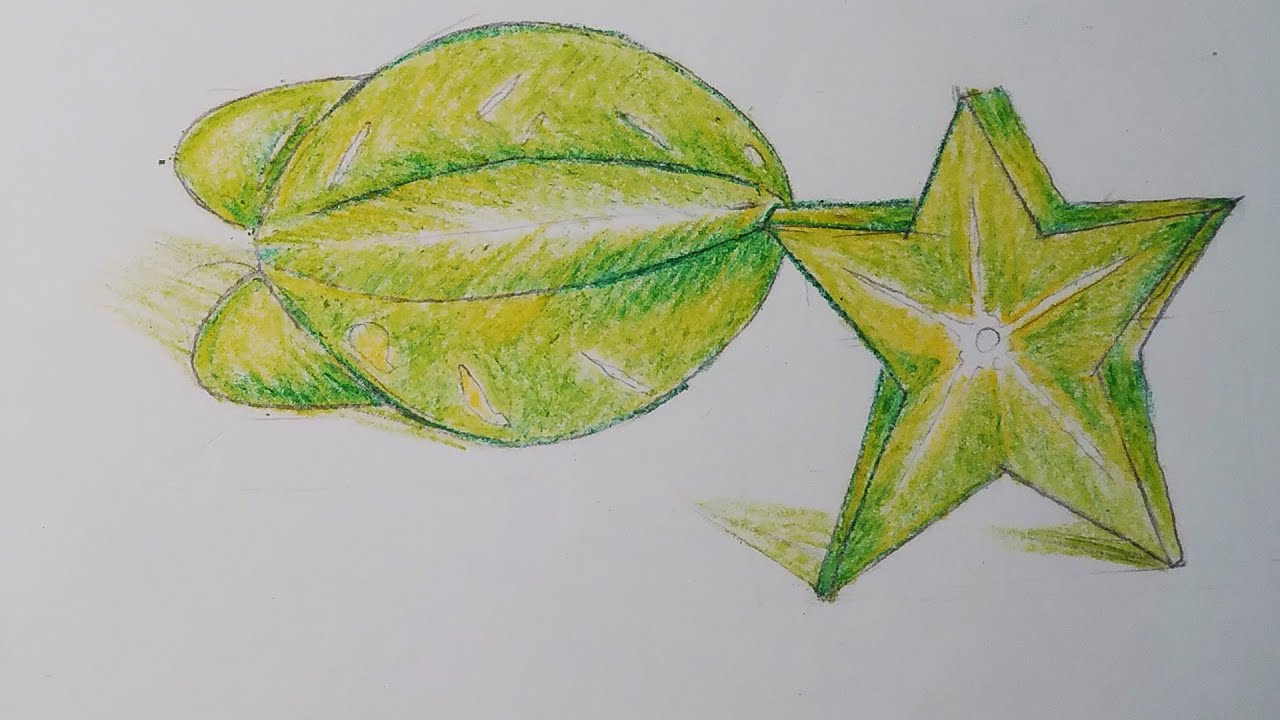 How to Draw Star Fruit / Carambola Draw Step by Step - YouTube