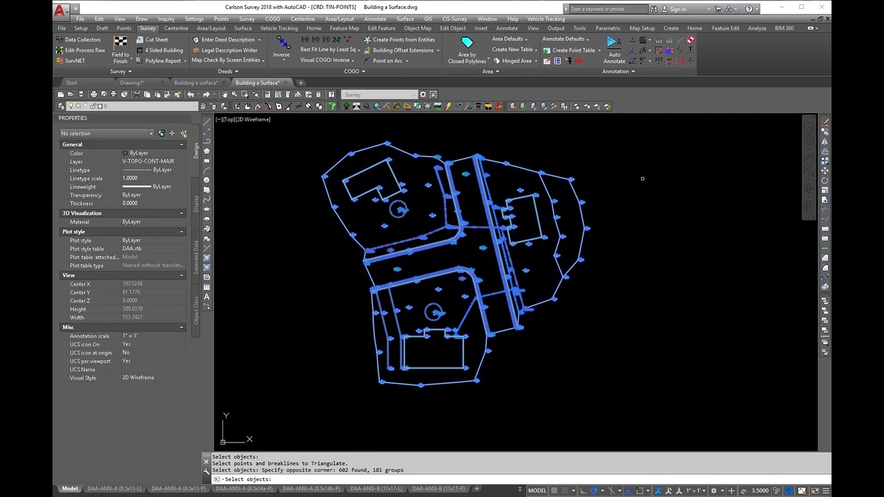 Carlson Surface Step 2 Triangulate and Contour - YouTube