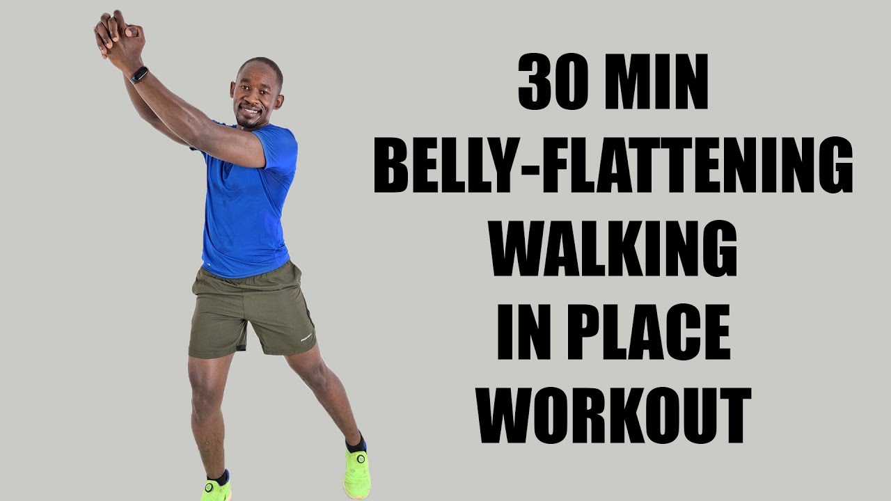 BELLY FLATTENING WALK AT HOME WORKOUT/ 30 Min Walking In Place Cardio ...