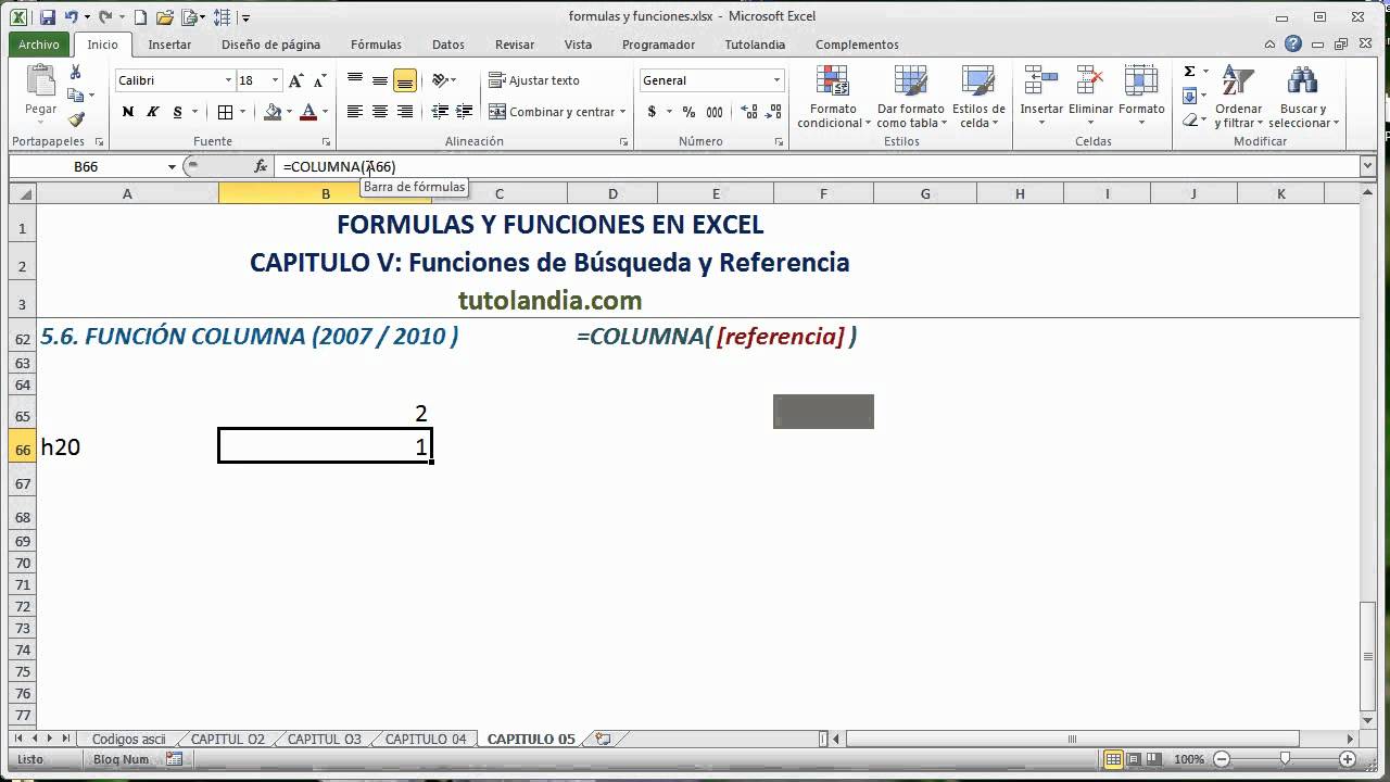 5.6 Función Columna: Fórmulas y Funciones en Excel - YouTube