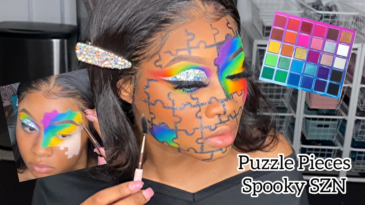 Spooky SZN Puzzle Piece Makeup Tutorial// Using The Beat Down Palette ...