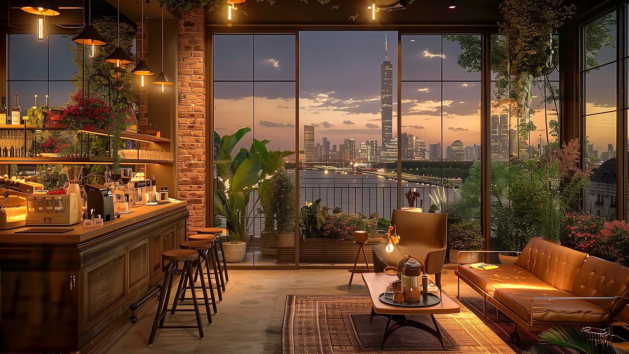 Cityscape Panorama, Floral Haven, and Soft Evening Illumination☕Soft ...