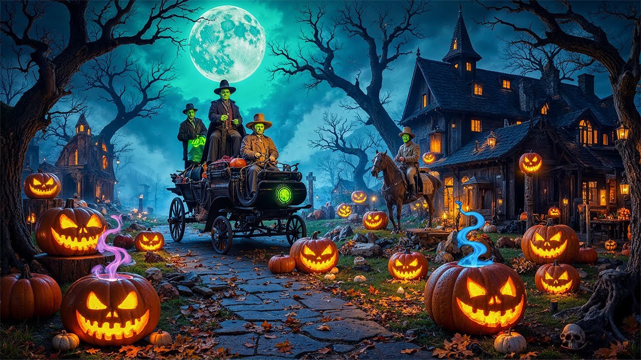 Spooky Halloween Ambience 🎃 Haunted Halloween Carriage Ride 👻 Scary ...