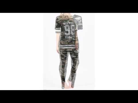 Ladies Women Army Print New York 98 Tracksuit Loungewear Jogging Camouflage Suit by Fashions Angel