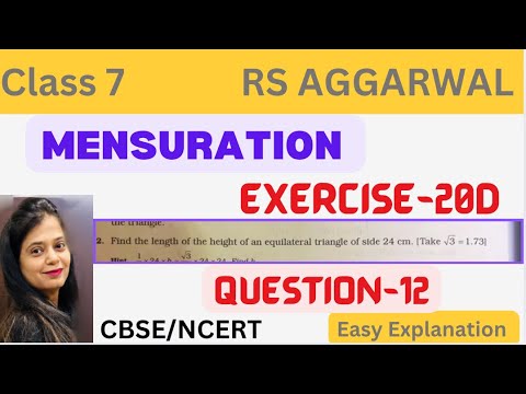 MENSURATION - Class 7 Maths - Exercise 20D - Question 12 - Chapter 20 ...