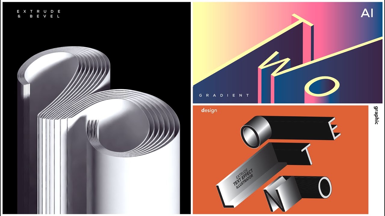 Extrude Text Effect in Adobe Illustrator | Isometric & Gradient ...