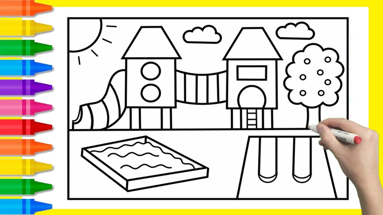 Let's Learn How to Draw a Playground Step by Step for Children ...