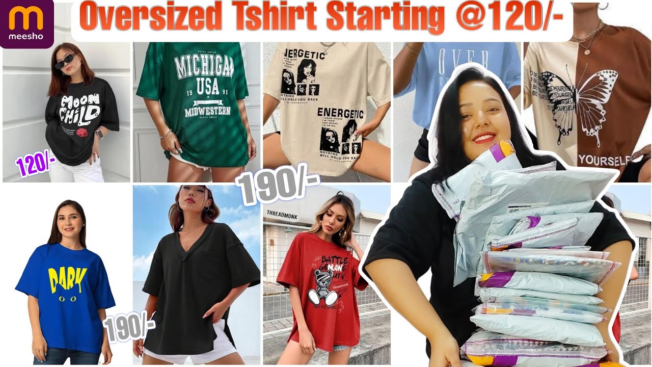 MEESHO Oversized Tshirt Starting @ ₹120 Only😍 Meesho Women Tshirt Haul ...
