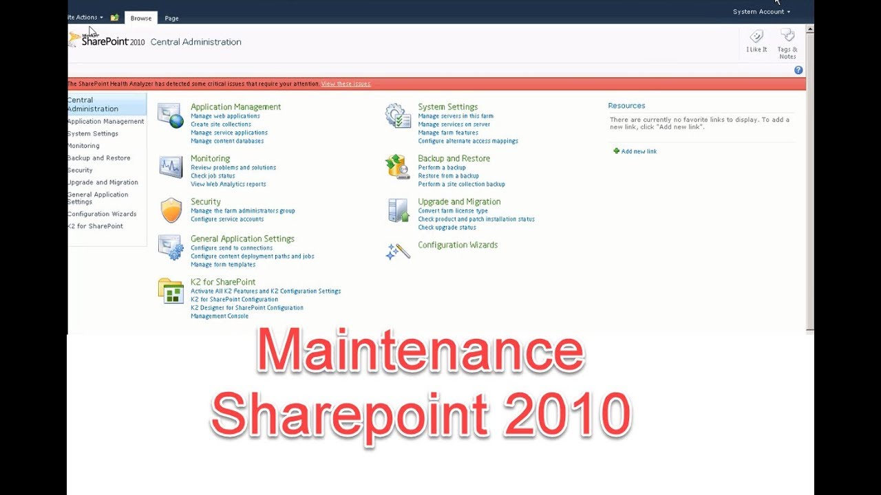Maintenance Sharepoint 2010 - YouTube