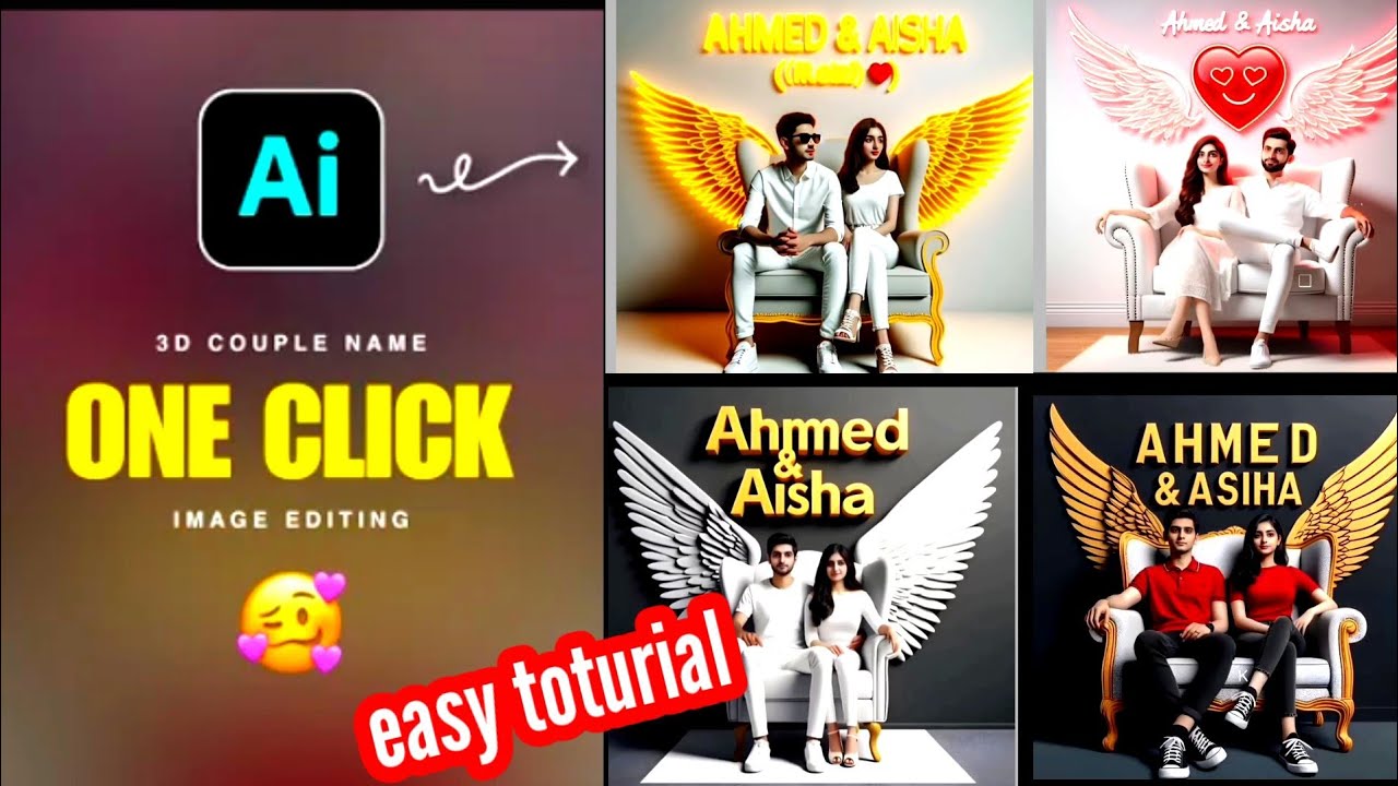 Create 3D Ai Wings Couple Images With Name photo editing | bing image ...