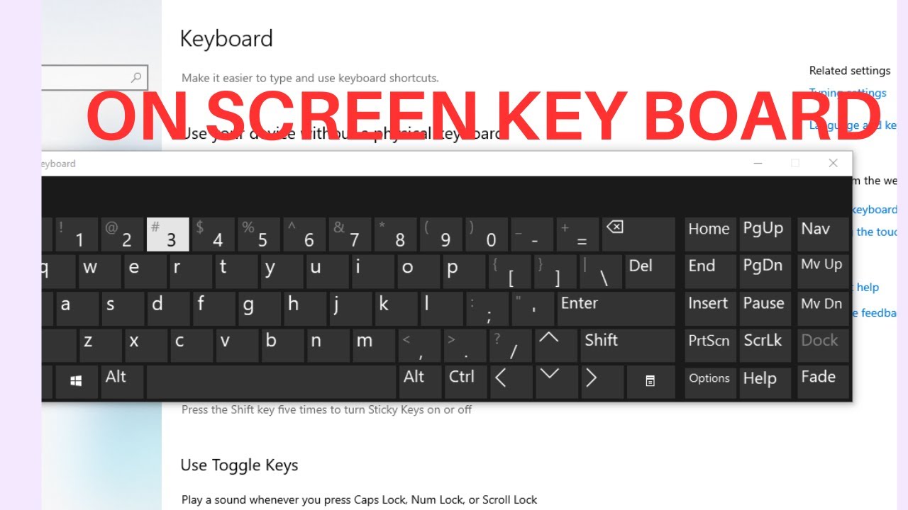 How to enable on screen key board - YouTube