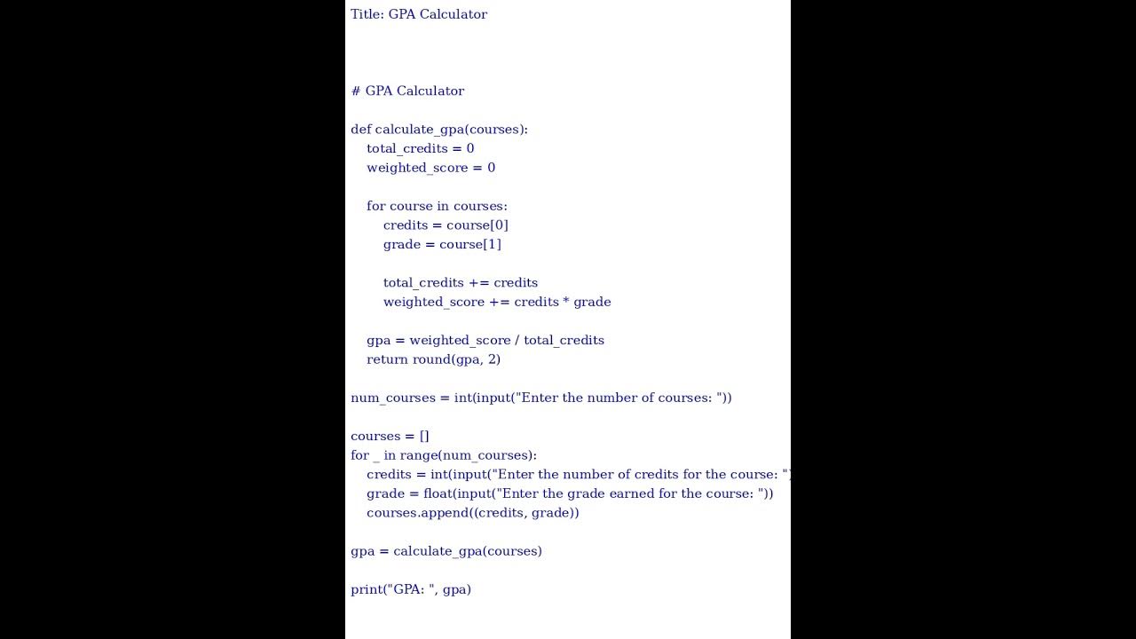 GPA Calculator (Python Code) - YouTube
