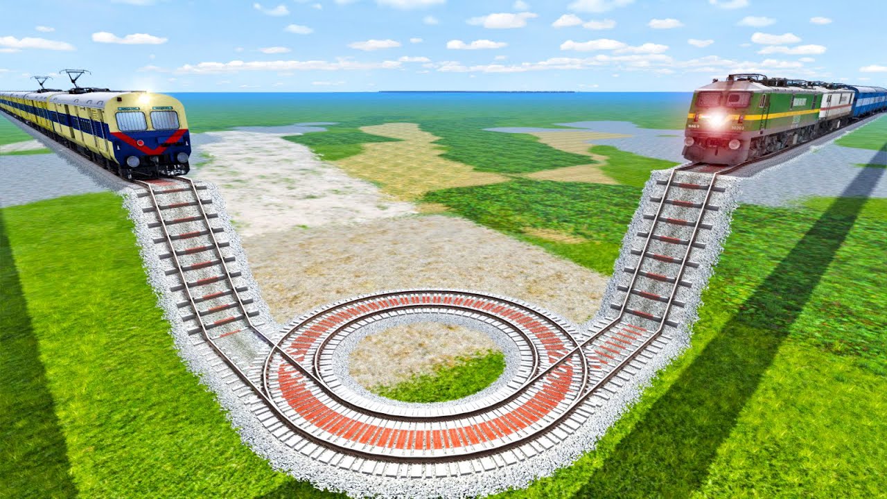 TWO TRAINS EACH OTHER CROSSING ON CIRCLE TRACKS | BeamNG.Drive | Train ...