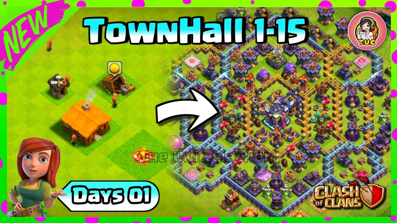 TH- 1 To TH 15 All Tutorial || Clash Of Clans || Day 01 || The Unic ...