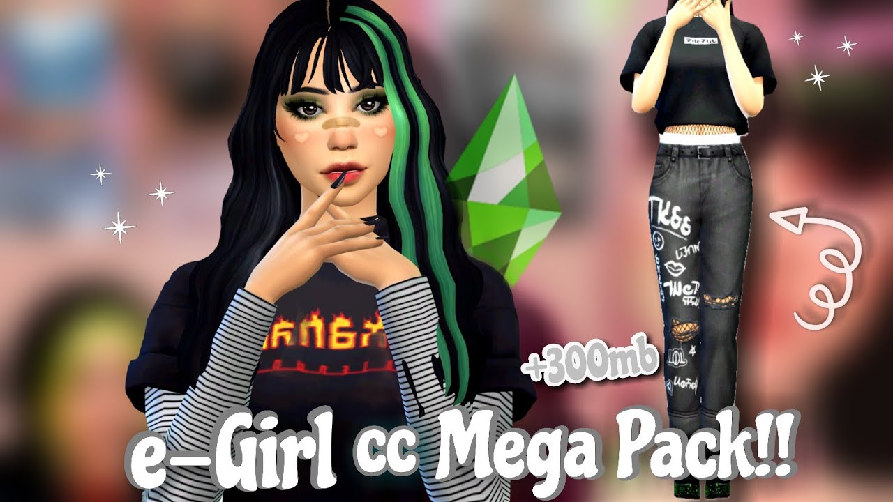 MEGA PACK CC FOLDER E-GIRL MAXIS MATH FEMININO | Cabelos, Roupas ...
