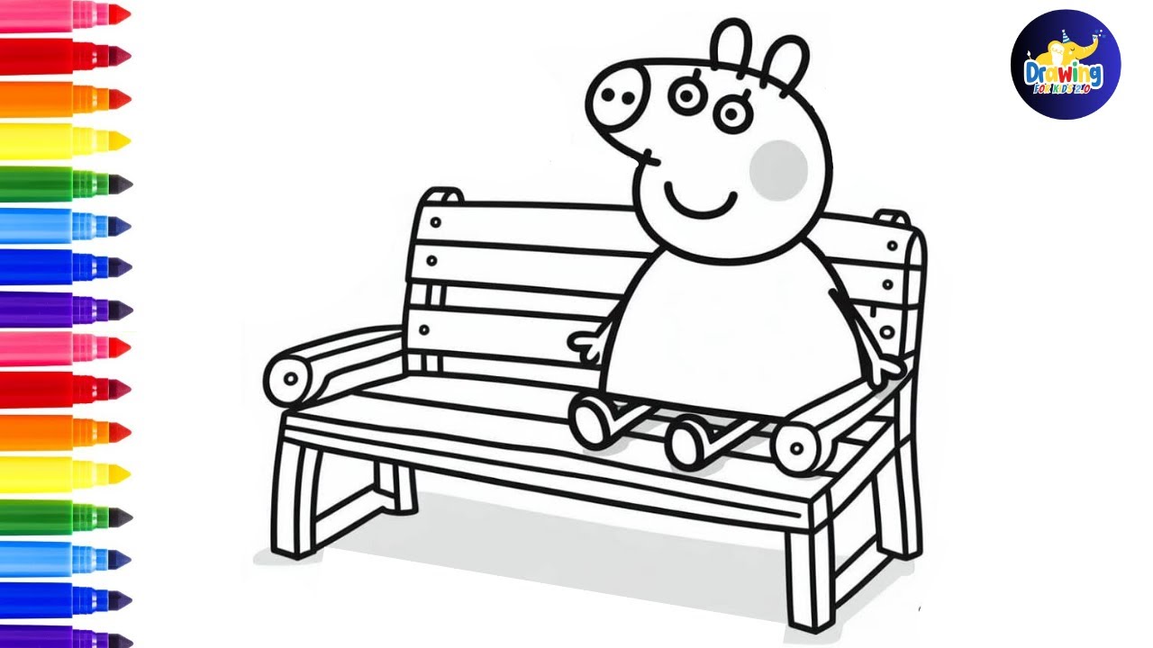 Draw And Color Peppa Pig Sitting On A Chair, Peppa Pig Drawing For Kids ...