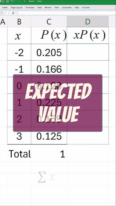 Expected Value Discrete Probability Distribution #education #excel - YouTube