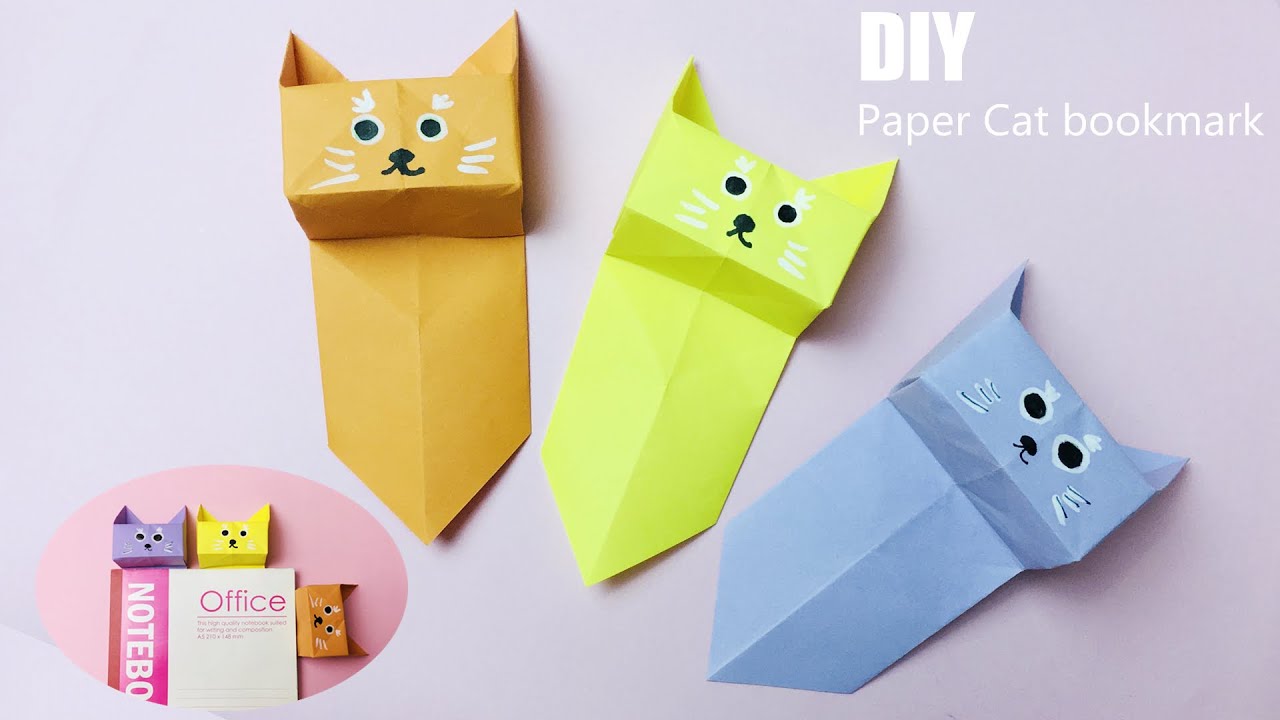 DIY 3d Cat Bookmark | How to Make Paper Bookmark | Origami Cat Bookmark ...