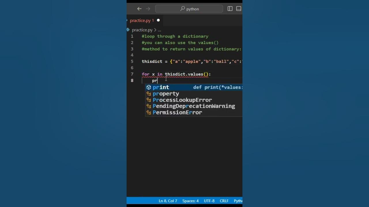 Loop through a dictionary #python #pythonprogramming #coding #code - YouTube