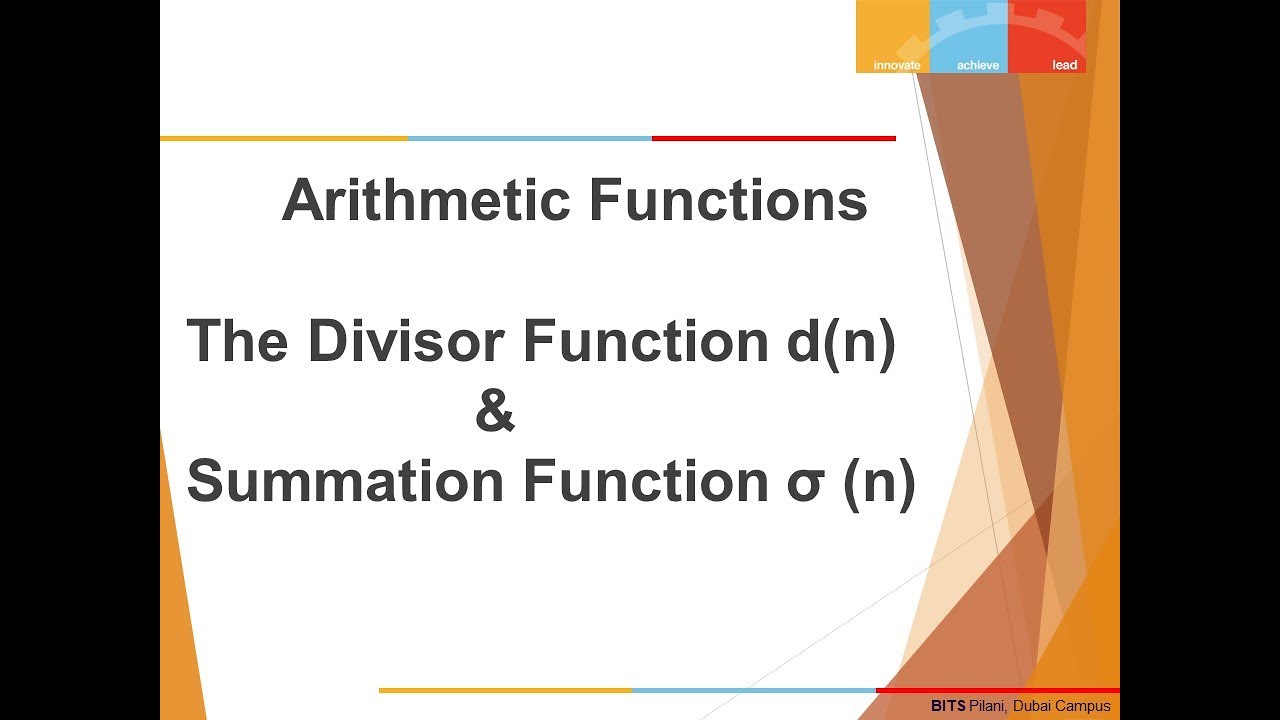 7 2 1 Summation and Divisor Function - YouTube