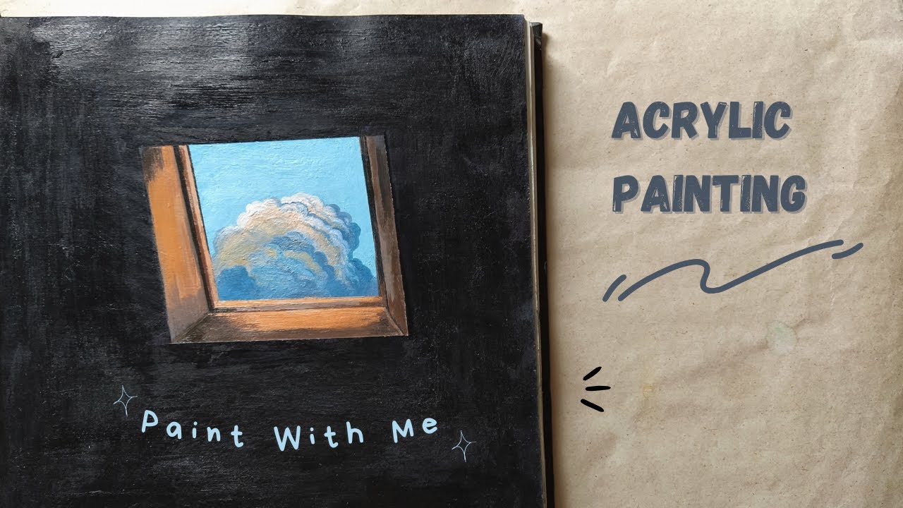 Window painting / Relaxing acrylic painting process / fluffy cloud ...