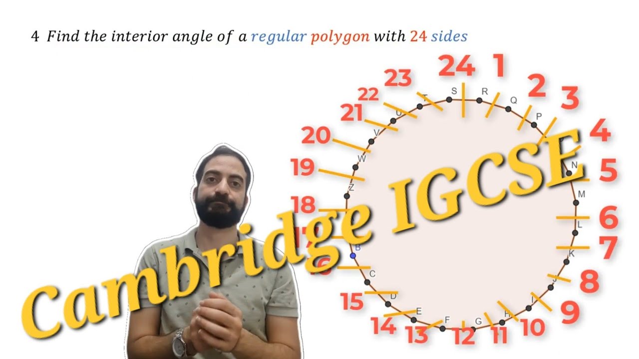 Find the interior angle of a regular polygon with 24 sides - YouTube