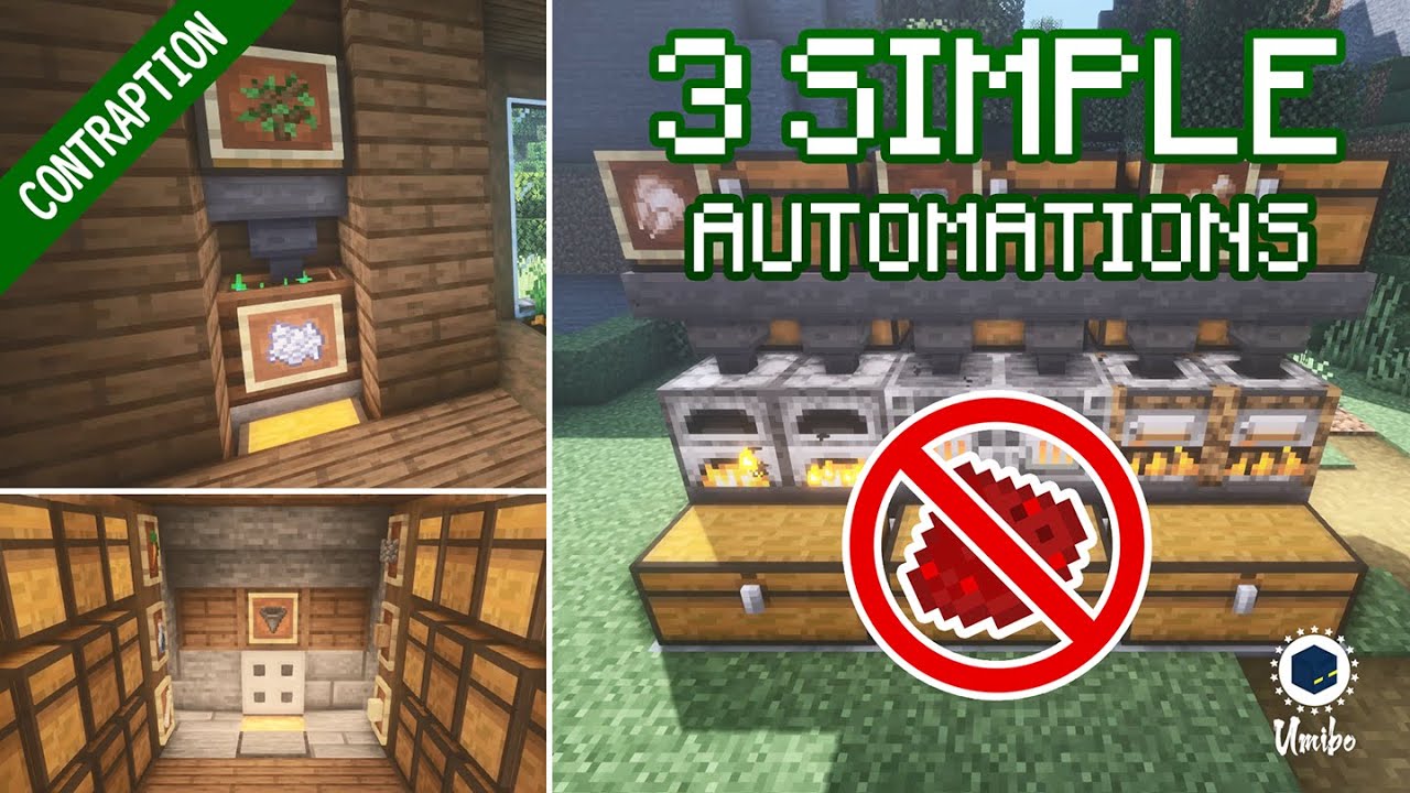 Minecraft Contraption : 3 Simple Automations | No Redstone Required ...