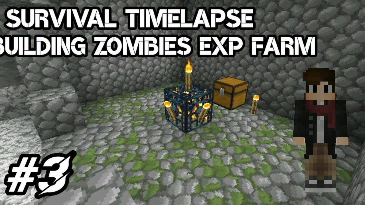 MCPE SURVIVAL TIMELAPSE #3 - ZOMBIES EXP FARM AND NETHER PORTAL - YouTube
