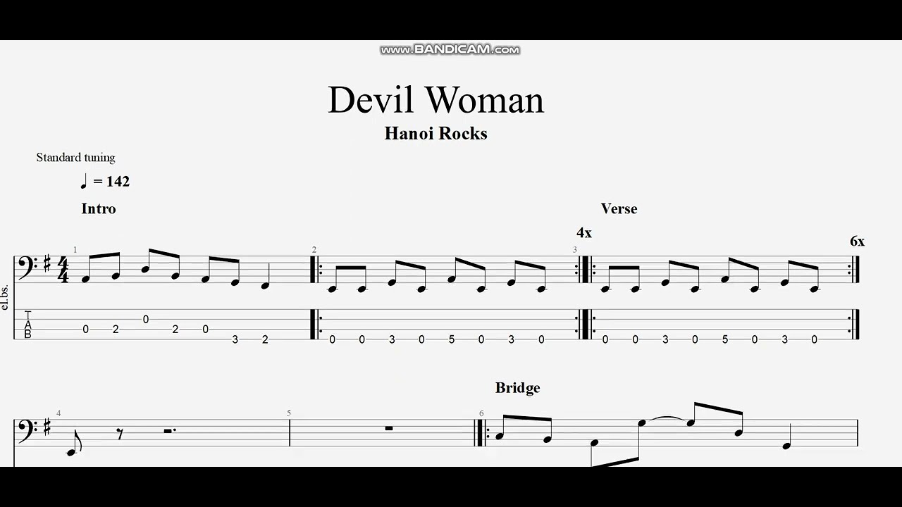 Hanoi Rocks - Devil Woman (bass tab) - YouTube