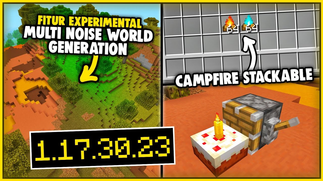 FITUR BARU! MULTI NOISE WORLD GENERATION MCPE BETA 1.17.30.23 CAMPFIRE ...