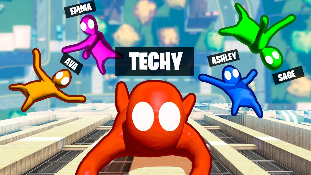 4 CRAZY FAN GIRLS vs Techy on 1 Skyscraper... (Gang Beasts) - YouTube
