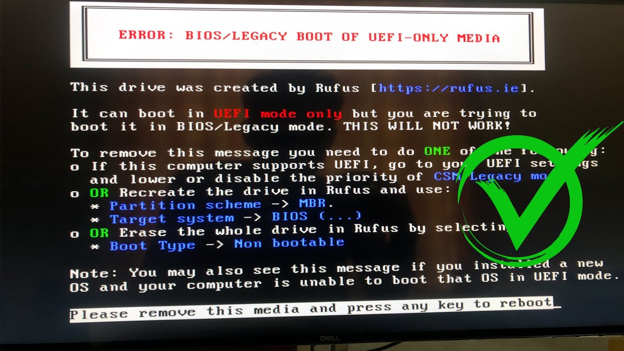 Error BIOS LEGACY BOOT OF UEFI ONLY MEDIA - YouTube