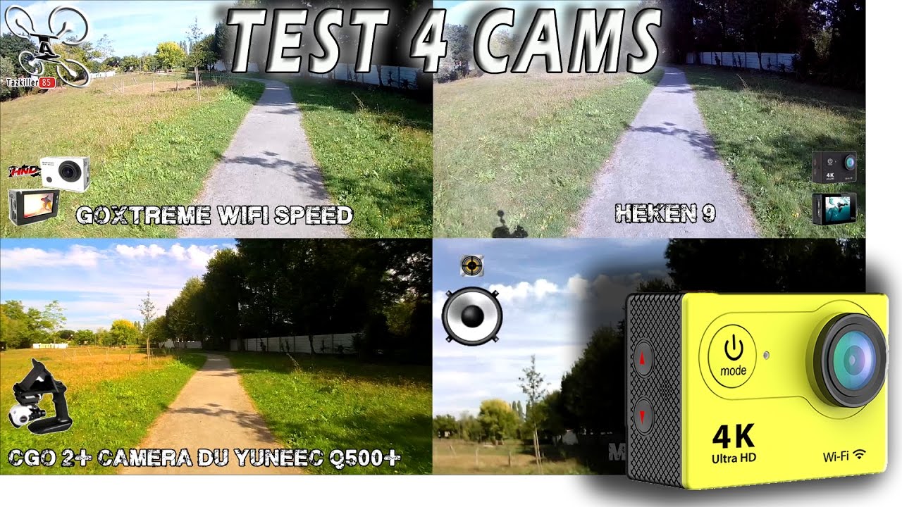 ACTION CAM TEST Heken H9, Goxtreme, CGO2 et Mark4 : 4 CAMS / images et ...
