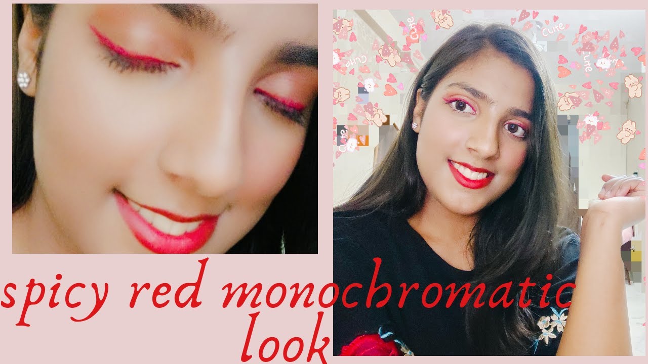 how to do SPICY RED MONOCHROMATIC BEGINNER MAKEUP LOOK| EASY AND SIMPLE ...