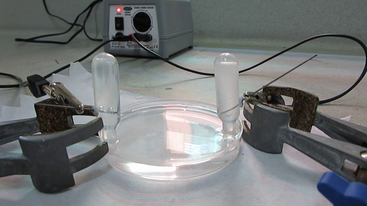 Small scale electrolysis of sodium chloride solution MVI 5551 - YouTube