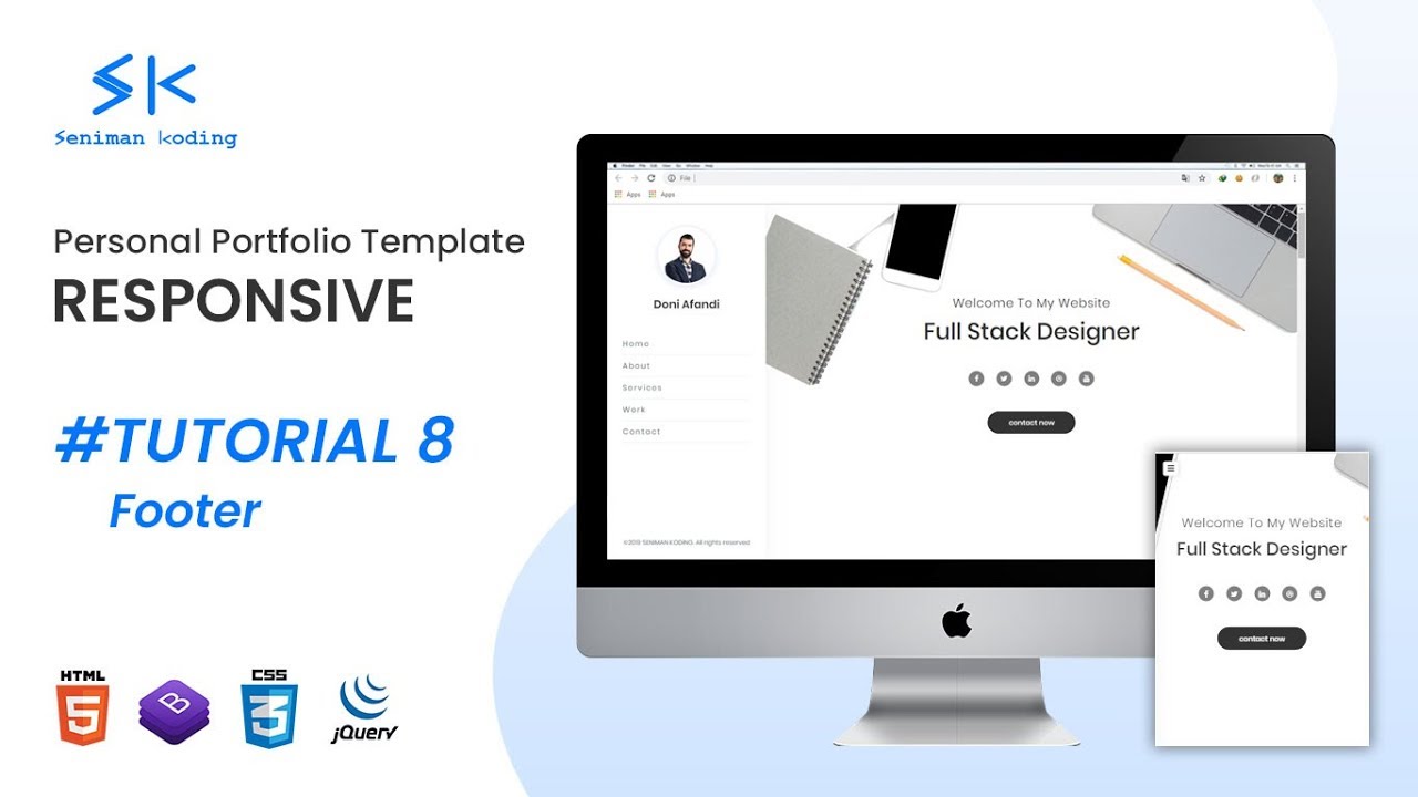 Tutorial ( Part 8 - Footer ) | Personal Portfolio Template Website HTML ...