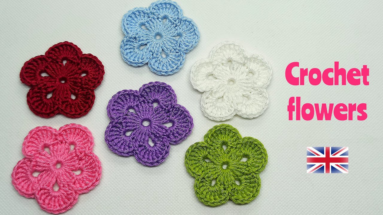 Simple crochet flowers - crochet tutorial - YouTube